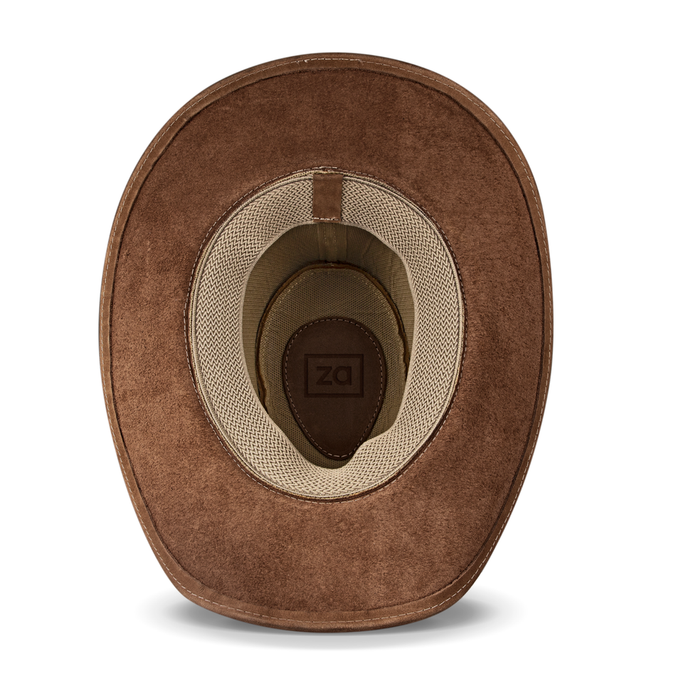 Australian Brown Western Outback Genuine Leather Cowboy Hat Wide Brim S ...