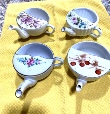 VINTAGE PORCELAIN INVALID - INFANT FEEDERS / Pap Boats Collection of 4 ...