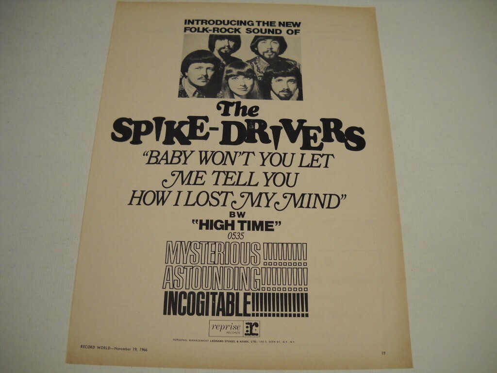The SPIKE-DRIVERS with BABY...HOW I LOST MY MIND original 1966 Promo ...