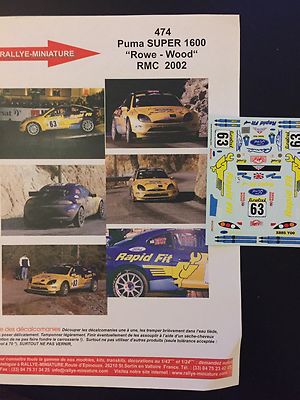 DECALS 1/43 FORD PUMA ROWE RALLYE MONTE CARLO 2002 WRC RALLY MONTECARLO ...