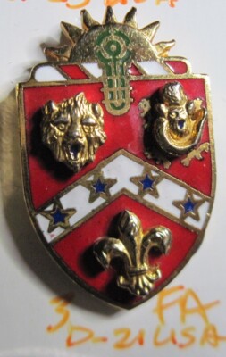 Army crest DUI DI CB clutchback 3rd FIELD ARTILLERY BATTALION FA bn d ...