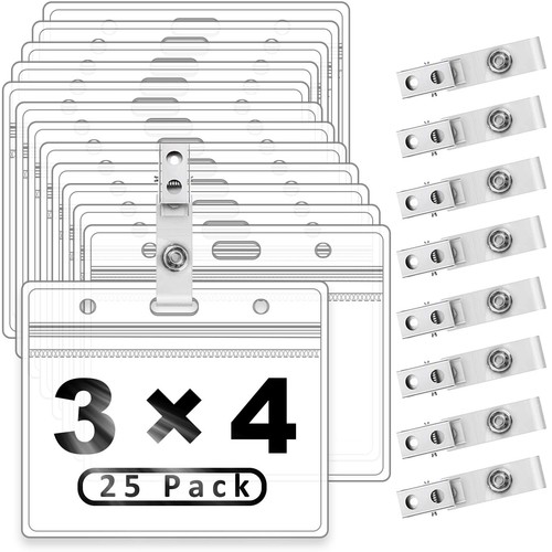 Clear Plastic Horizontal Name Tag Holders and Metal Badge Clips with ...