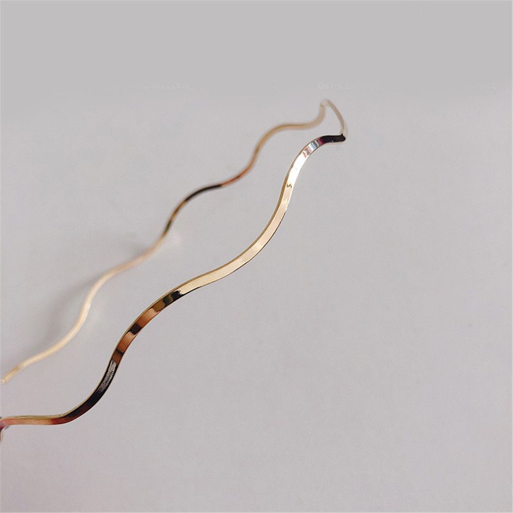 Geometric Elegant Metal Headdress Hair Hoop Wave Bending Thin Headbands ...