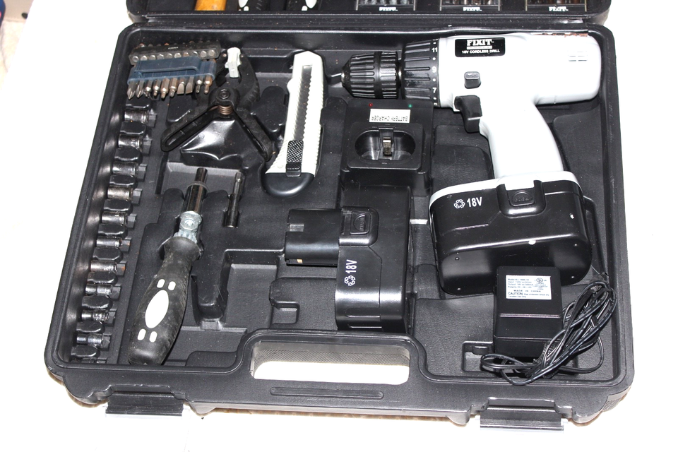 Fixit Tools 69 Piece 18 Volt Cordless Drill Set With Case | eBay