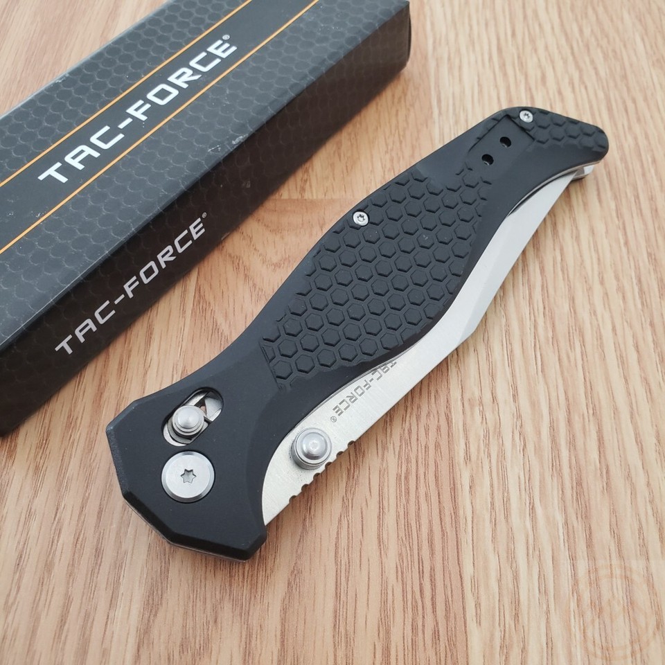 Tac Force Folding Knife 5" Satin Finish Stainless Steel Blade Black ...