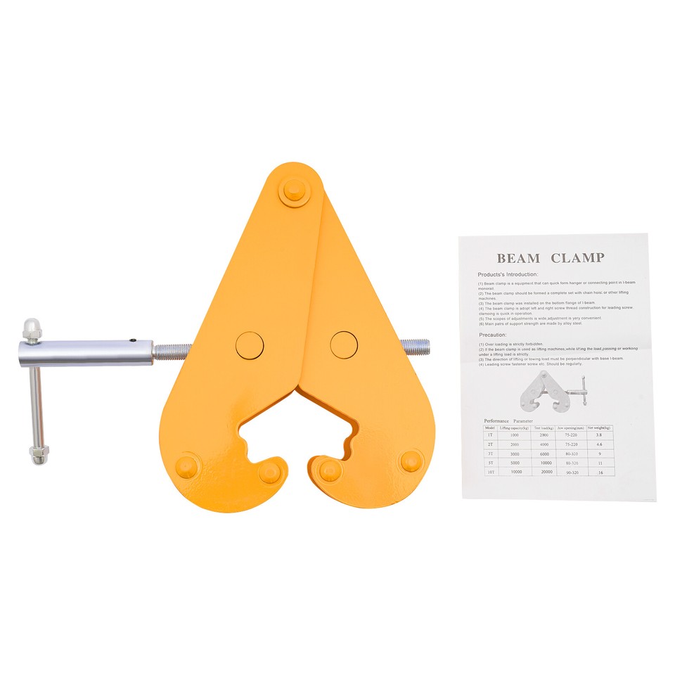 Beam Clamp 3 Ton Load Capacity Lifting Clamp Adjustable Opening Flange ...