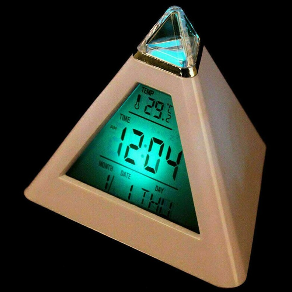 Digital Pyramid Bedside Clocks Thermometer Meter Number Clock Alarm ...