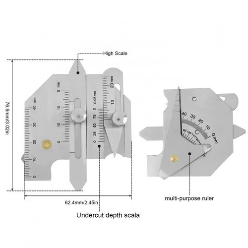 Welding Inspection Ruler Weld Ruler Weld Gauge HJC40 Angle Gauge ...