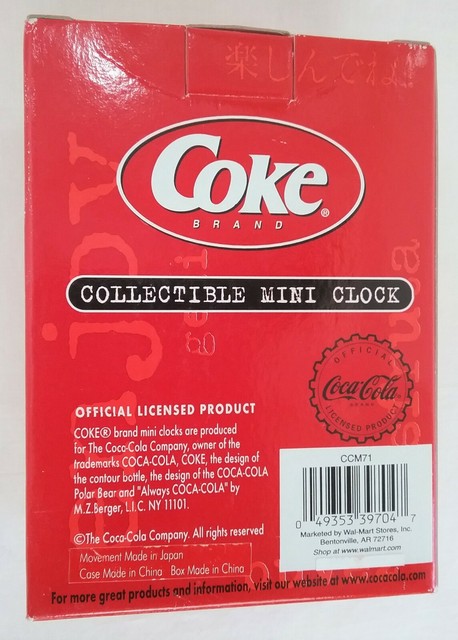 COCA-COLA MINI CLOCK 2002 WITH COKE BOTTLES AND POLAR BEAR IN ORIGINAL ...