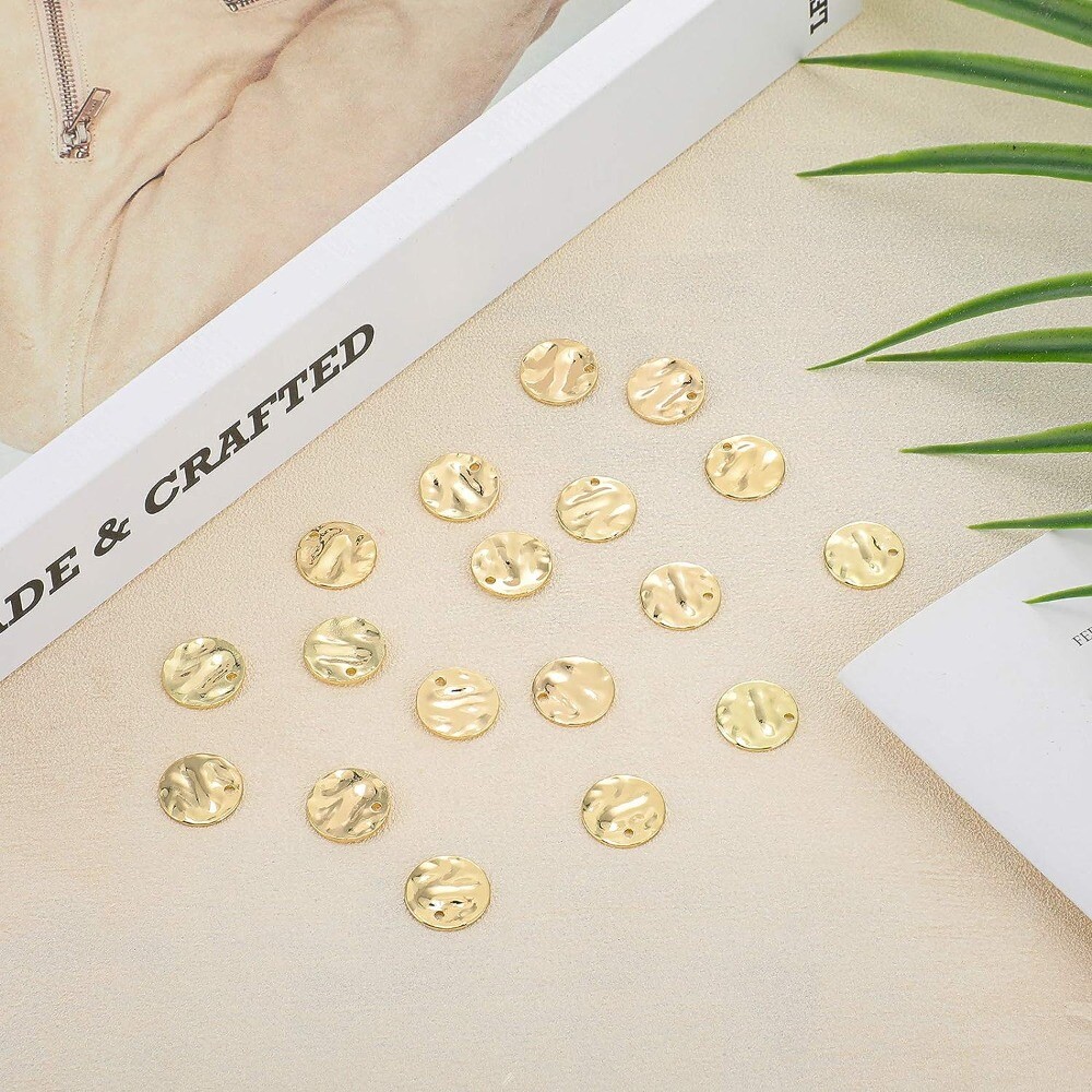 100 PCS Gold Coin Gold Coin Charms Round Flat Stamping Blank Charm ...