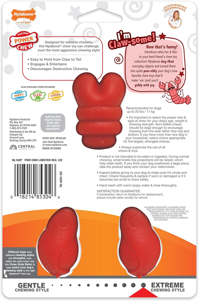 Lobster Power Chew Toy for Dogs, Dog Toys for Aggressive Chewers, Filet ...