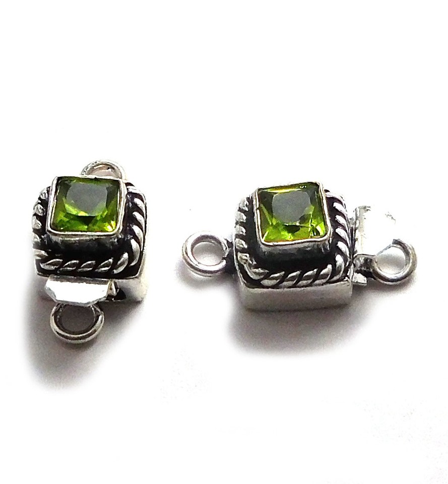 2 Pezzi Peridoto 1 Strand Scatola Molletta Argento Antico Placcato | eBay