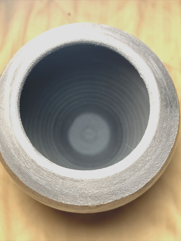 Raku pottery vase signed by artist JPEK or PJEK metallic glaze 6" art ...