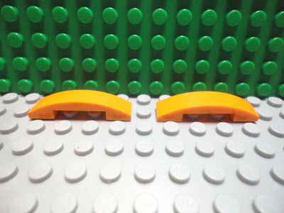 Lego 2 Orange 4x1 double curved smooth slopes brick block NEW | eBay