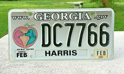 Georgia (ANIMAL FRIENDLY) License Plate Tag # DC7766 HARRIS County ...