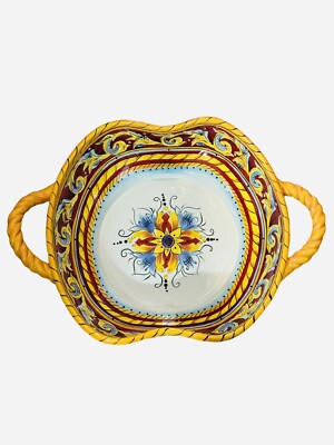 Tabletops Gallery Renaissance Bowl Hand Painted Italian 18 1/4” X 13 1/ ...