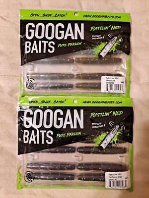 Lot of 2 Packages Googan Baits 2.75" Rattlin' Ned Moon Cake and ...
