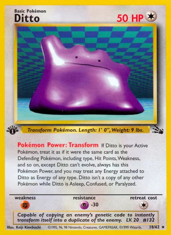 Ditto - 18/62 - Pokemon Fossil 1st Edition Rare Card WOTC LP | eBay