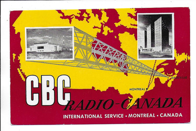 QSL Radio Canada CBC station CKCS CKNC 1957 Montreal Sackville Map ...