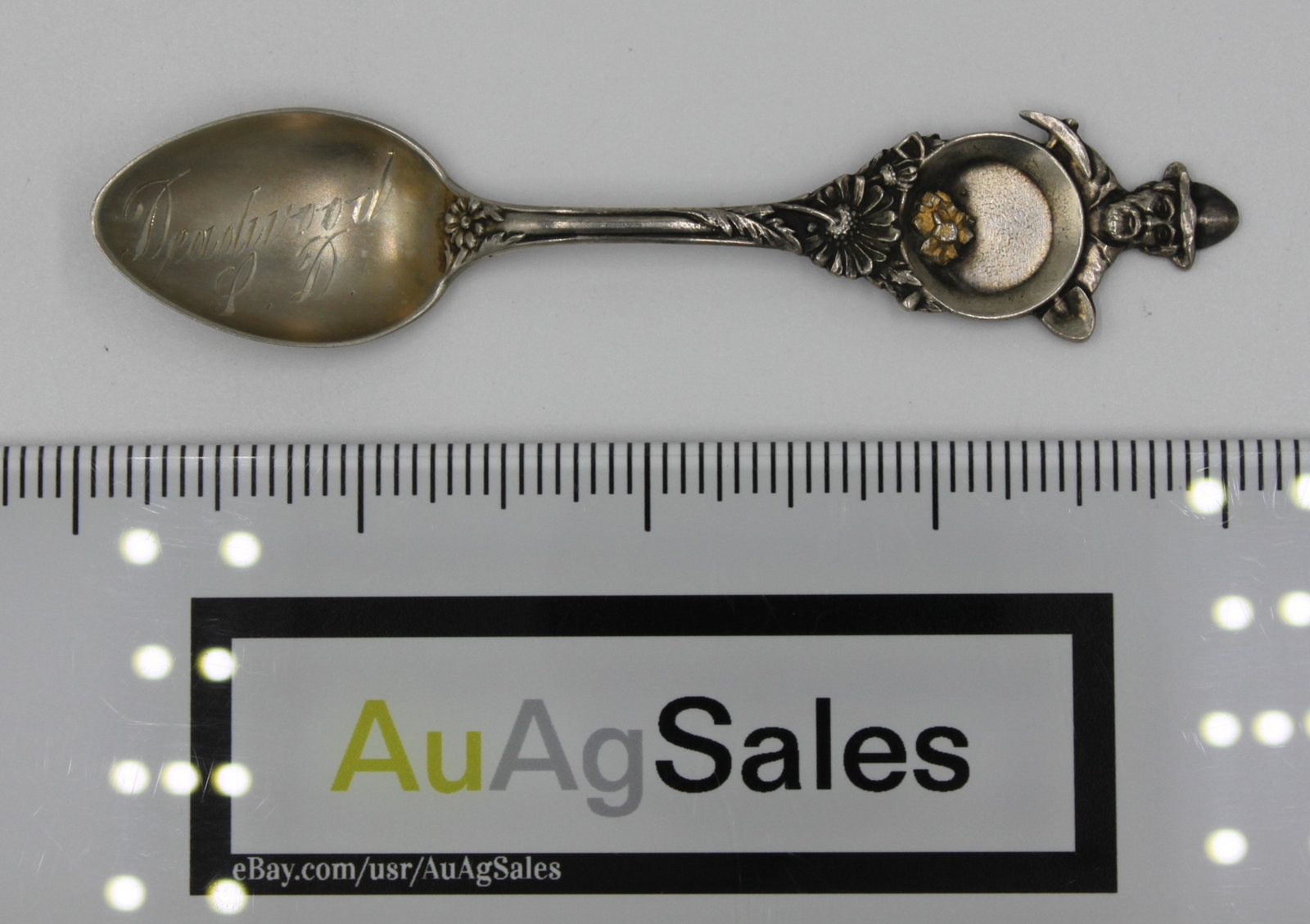 Sterling Silver Souvenir Spoon: Mining Pan & Gold Nuggets, Deadwood ...