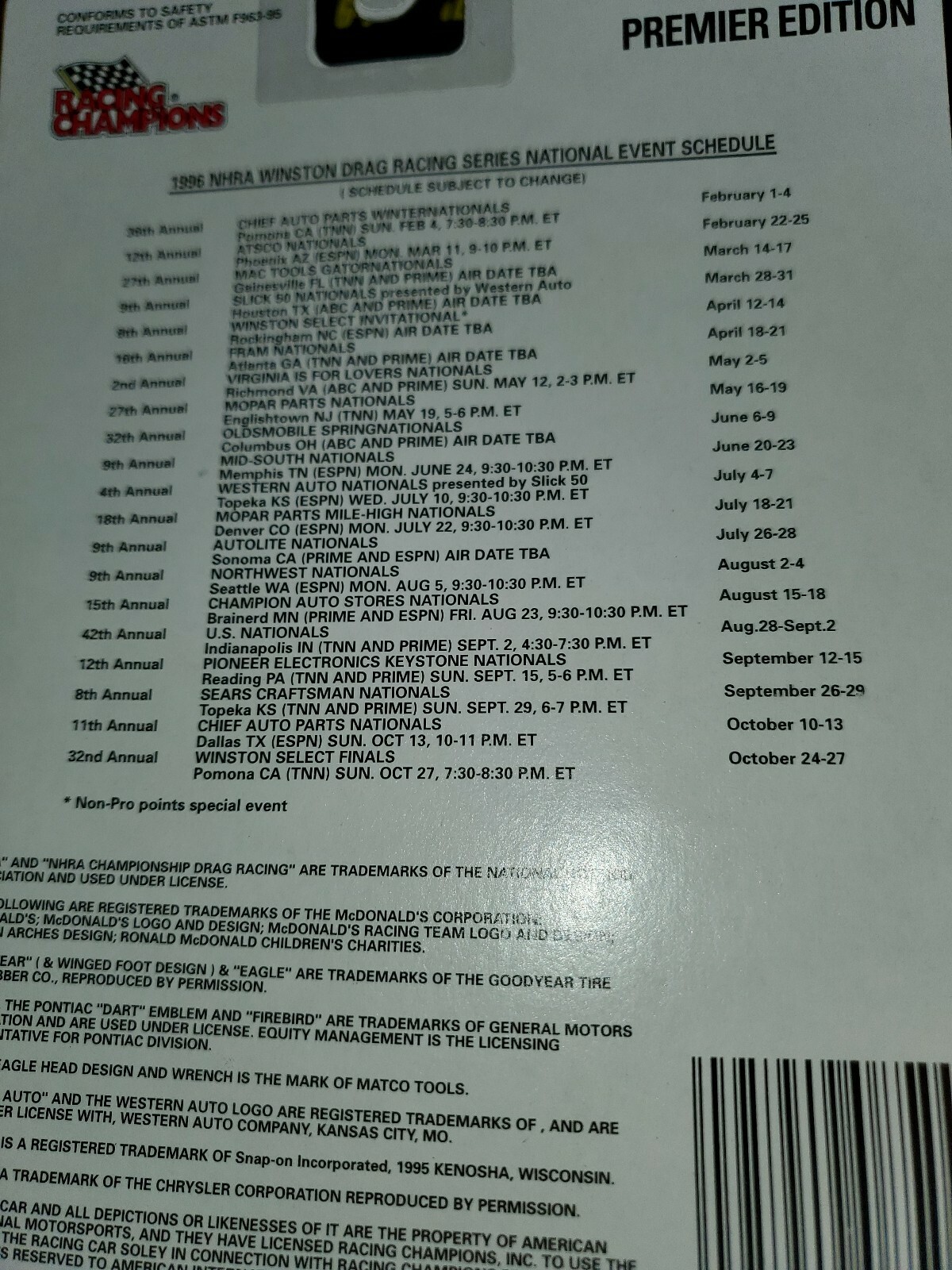 GARY DENSHAM NEC FUNNY CAR Racing Champions 1/64 SCALE 1996 RARE A1 | eBay