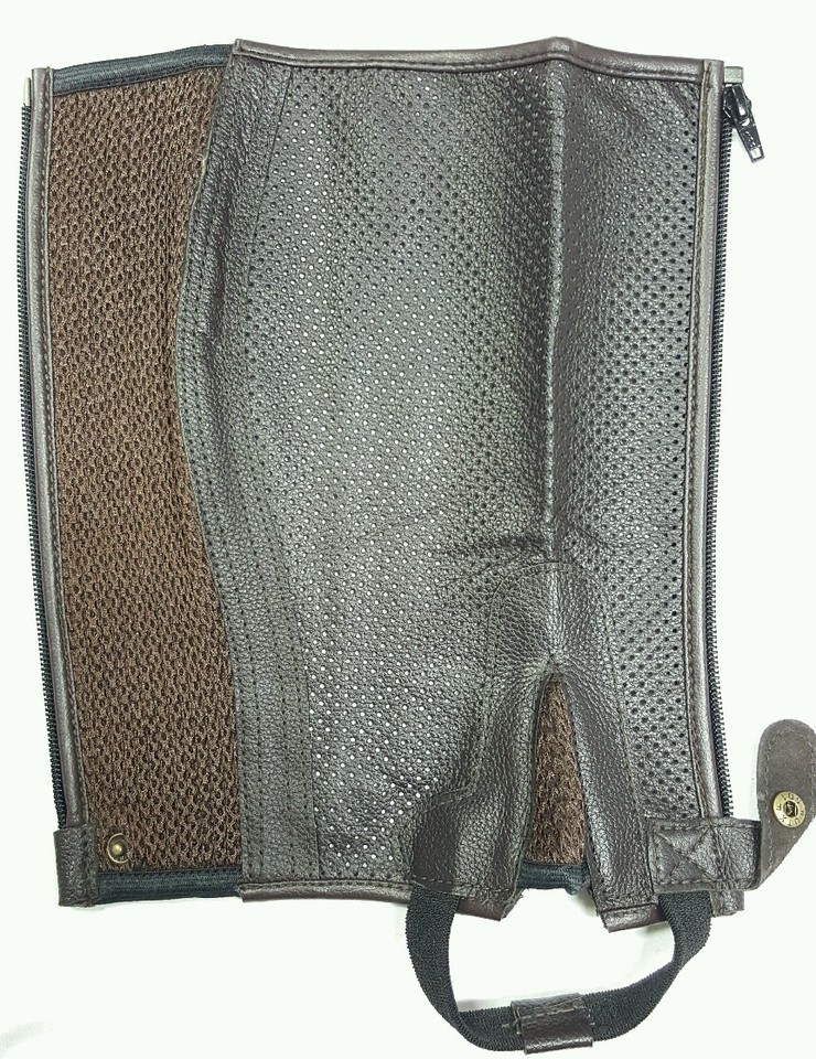 Brown Genuine Leather Mesh Riding Half Chaps - Kids | eBay