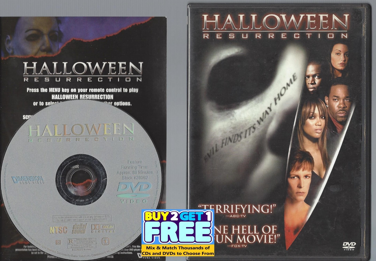 Halloween: Resurrection (DVD 2002) Jamie Lee Curtis Horror Disc & Cover ...