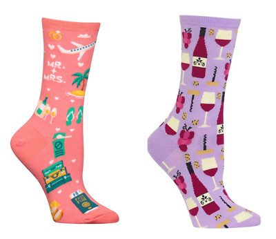 HOT SOX Women's 2-Pack Wedding Bliss And Wine Cocktail Party Crew Socks ...
