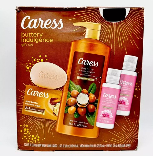 Caress Buttery Indulgence Gift Pack 4 Piece Set Body Wash & Soap Bar ...