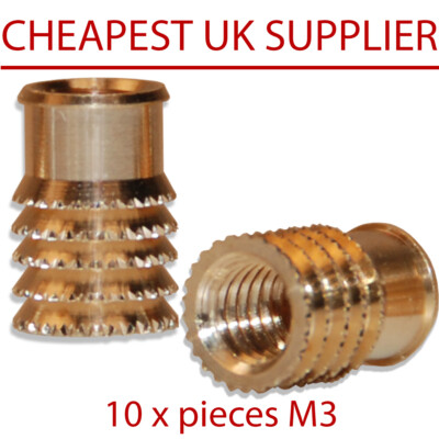 M3 Brass Inserts Push fit Press in for Plastics,10X -100X Pack Top ...