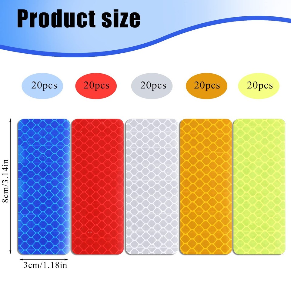 100 Pack Reflective Self Adhesive Tape Warning Reflectors for Clothes ...