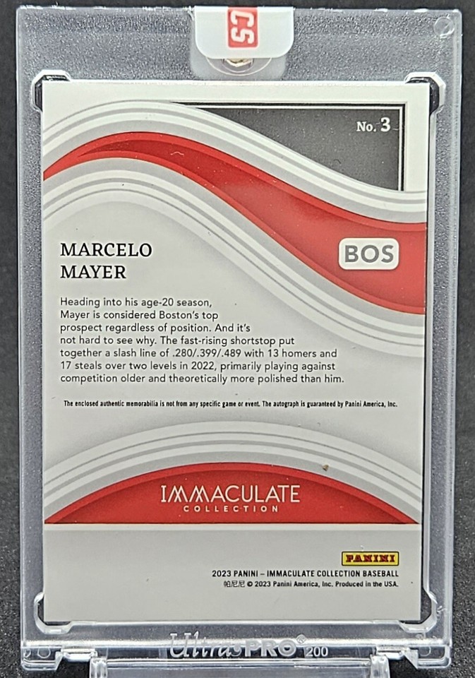 2023 Panini immaculate MARCELO MAYER Prospect Patch Auto Green #/5 RED ...