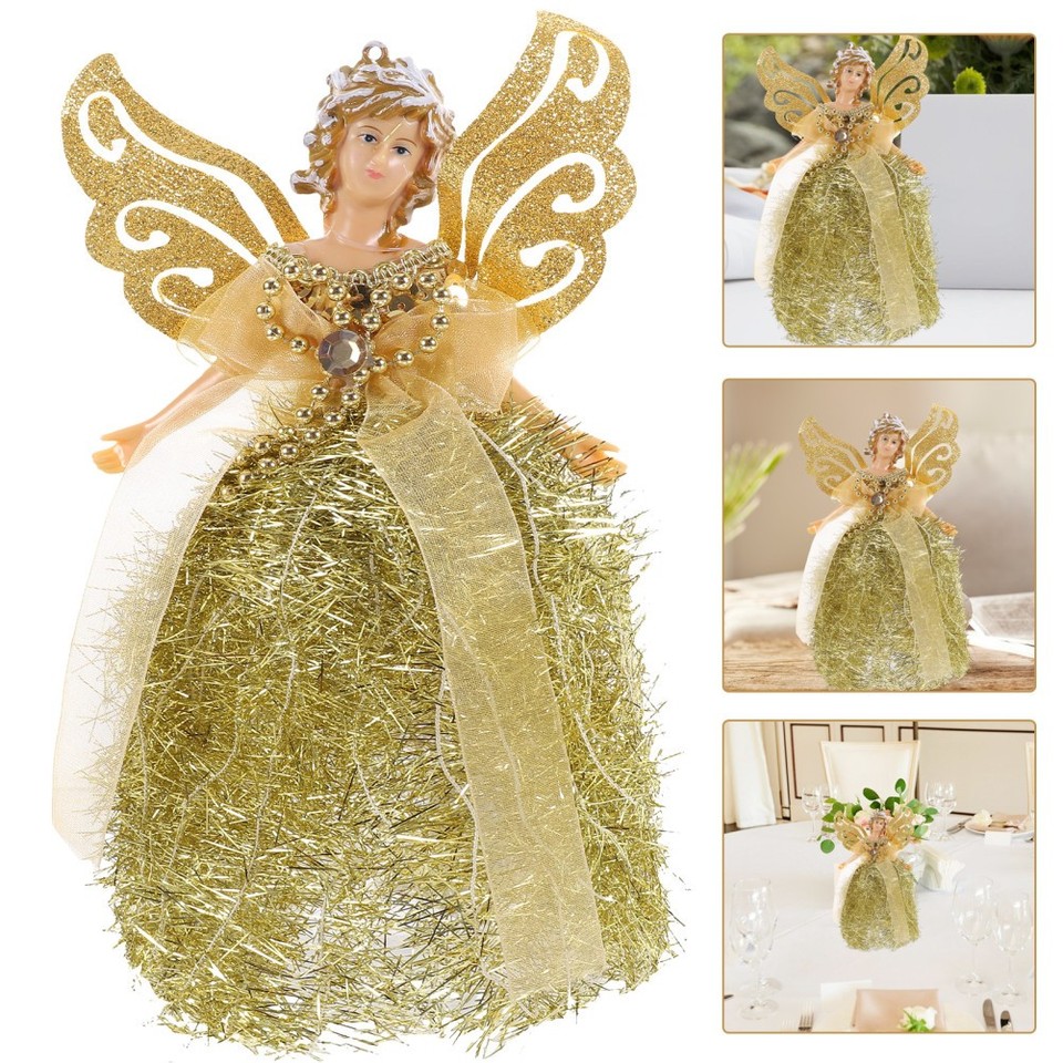 Angel Figurines Christmas Angel Statue Fabric Plastic Decoration For ...