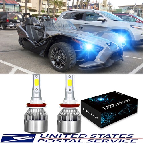 Ice Blue HID LED Headlight Bulb Center Light C6 For Polaris Slingshot S ...