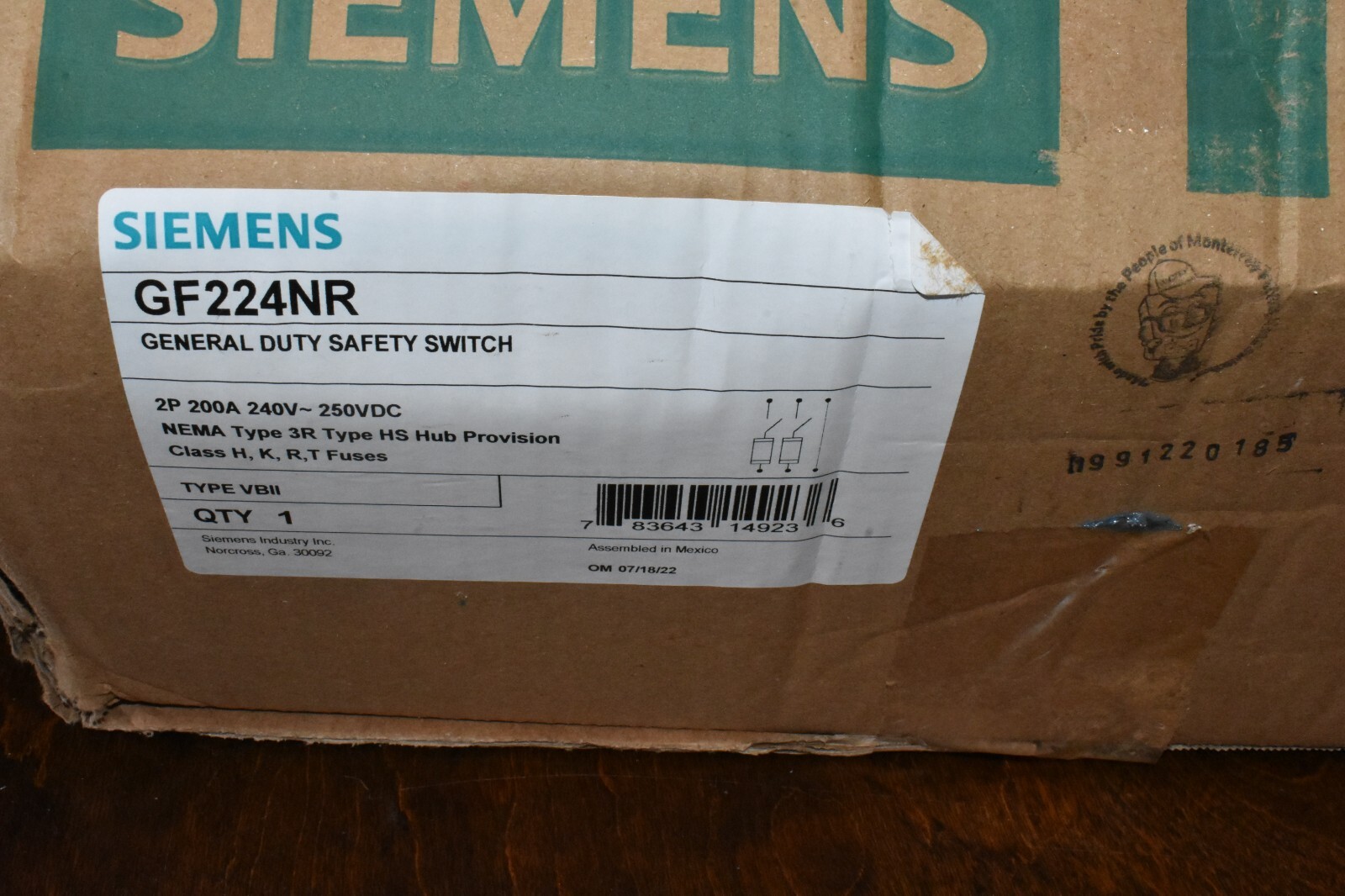 New In Box Siemens GF224NR 200A Genral Duty | Grelly USA