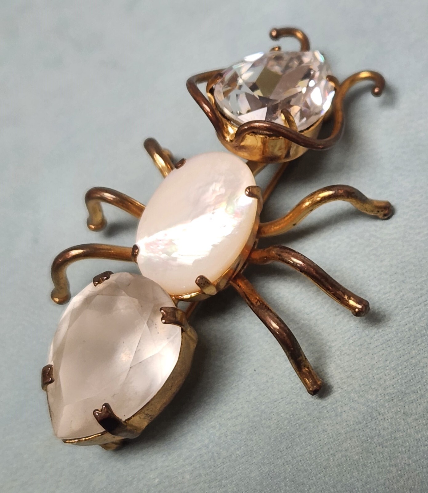 Philippe Ferrandis Paris Large 3 Section Bug Brooch Rhinestone MOP ...