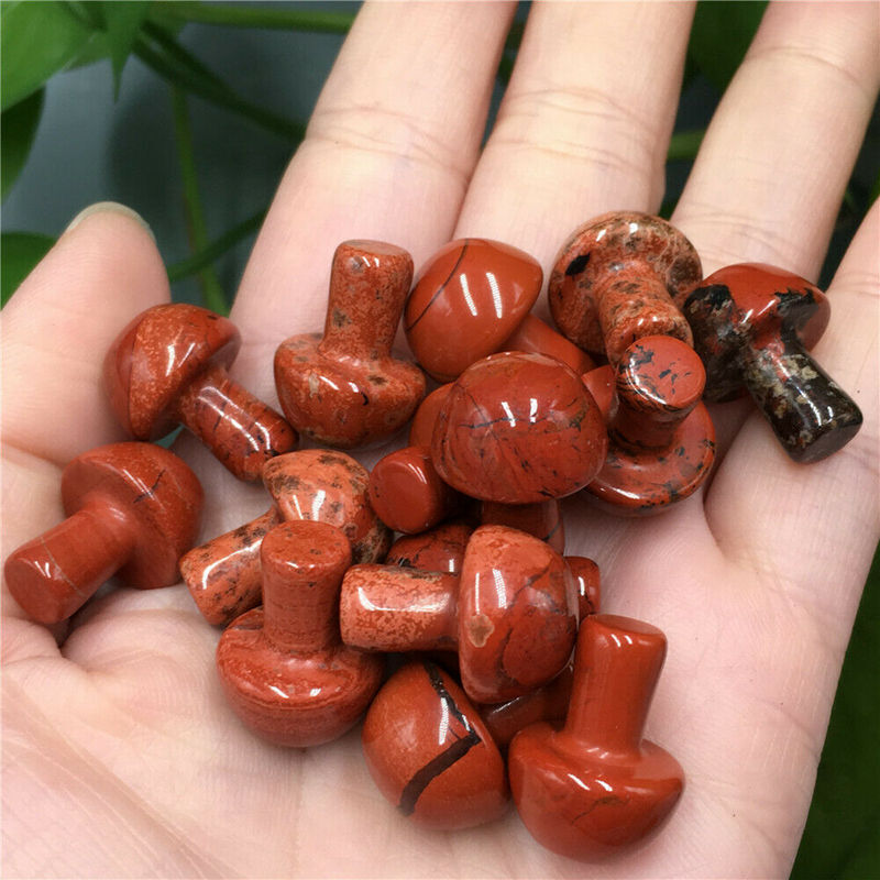Natural Red Jasper Quartz Crystal Mushroom Carved Mini Gem Stone ...