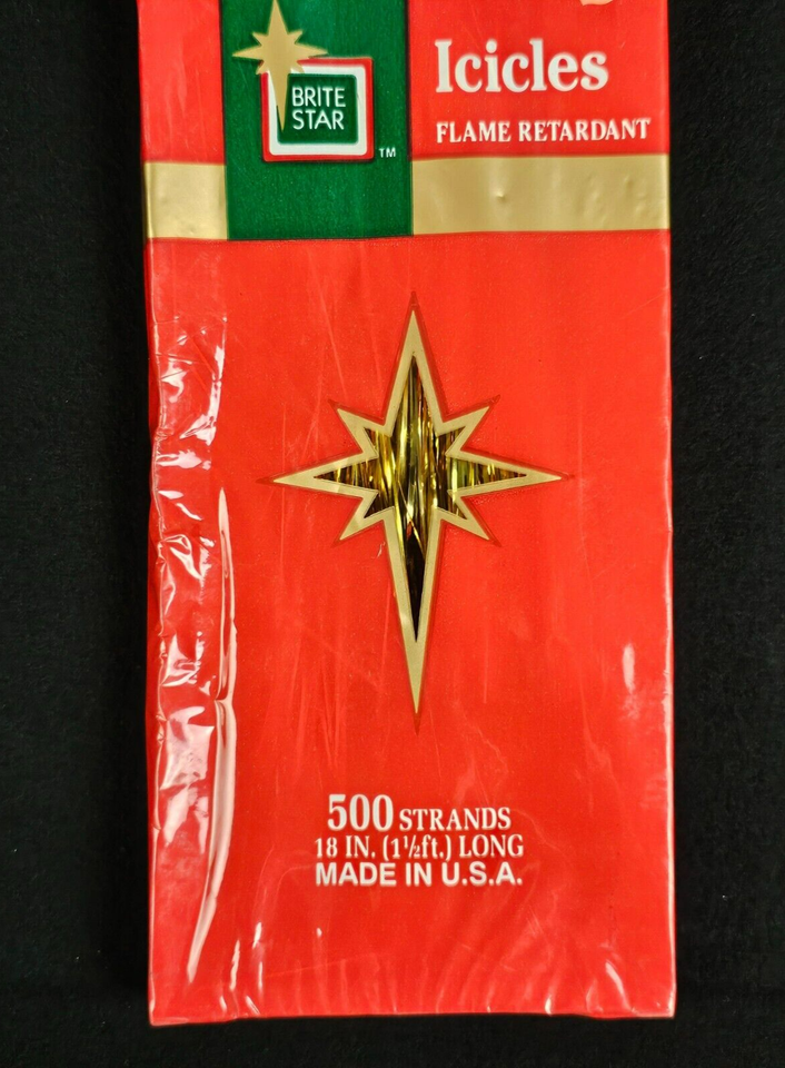 2 Brite Star Icicle Strands Christmas Tree Tinsel Gold 500 Strands Each ...