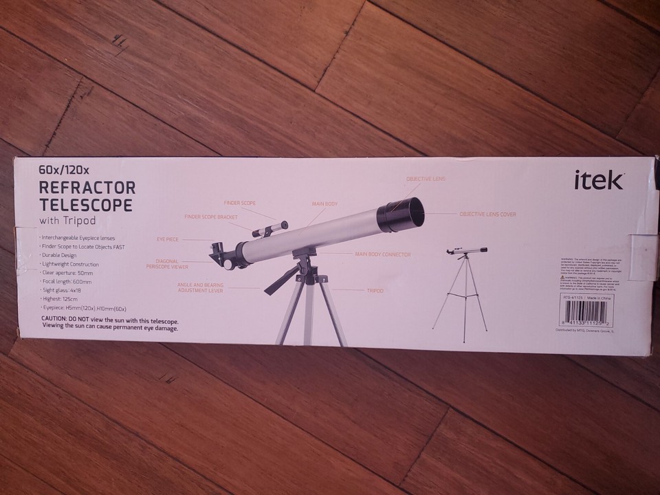 Itek Refractor Telescope 60x/120x refractor telescope new in box with ...