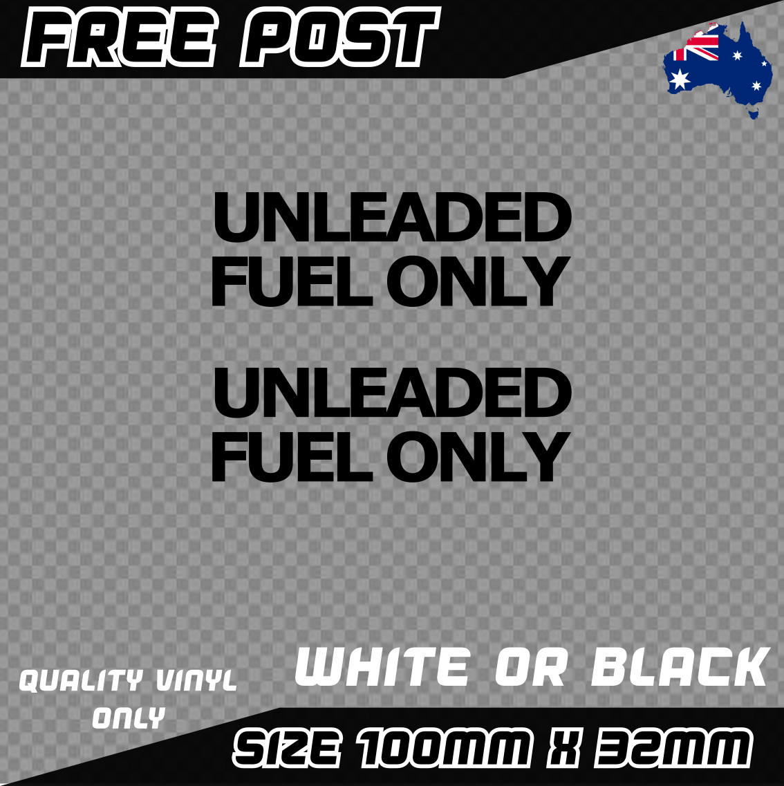 Unleaded Fuel Only X2 Sticker Decal Vinyl Car Ute 4x4 4WD Petrol ...