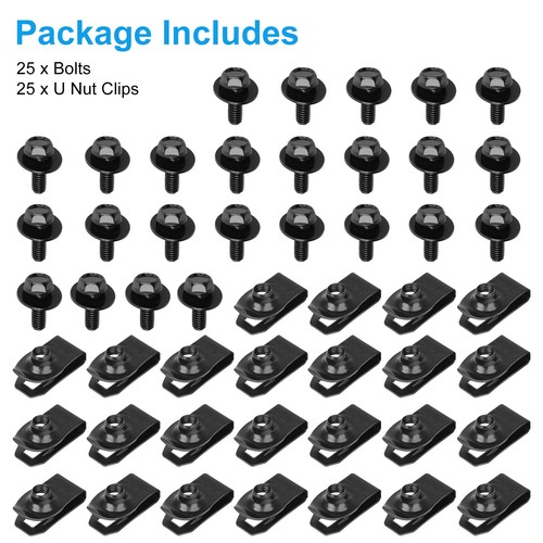 50pcs Car Body Bolts U-nut Clips M6 Splash Shield Retainer Fastener ...