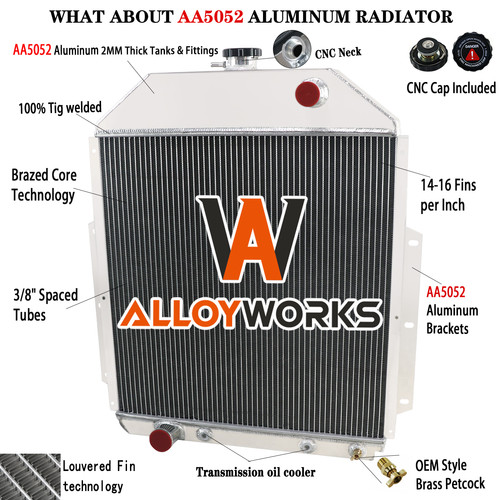 3 Row Aluminum Radiator For 42 43-1952 Ford F1 F2 F3 Pickup Truck Ford ...