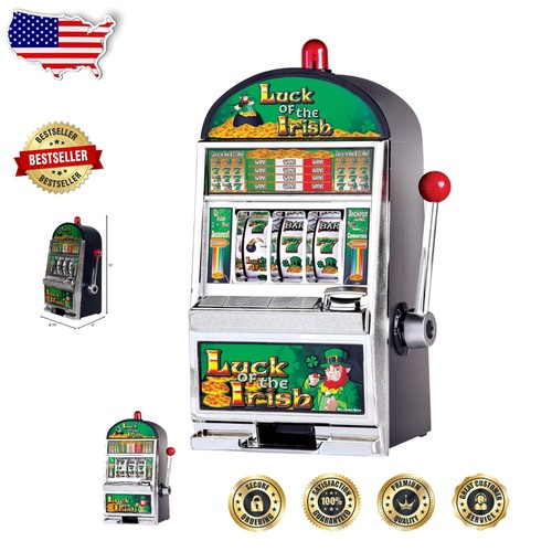 Chrome Bevel Slot Machine Bank - 15-Inch Modern Design with Coin Return ...