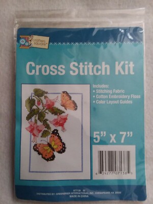 NEW Crafters Square Cross Stitch Kit Butterflies Flowers 5" x 7" NIP | eBay