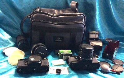 Contax 139 Camera bundle w/ several lens,caps,a case, filters, flash w ...