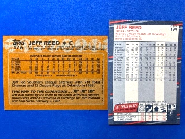 MLB - Jeff Reed 1988 Topps & 1988 Fleer Baseball - Expos | eBay