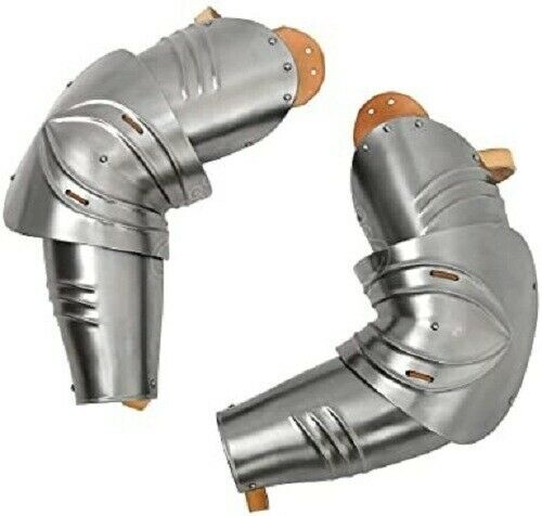 Medieval German Gothic Arm Guard Cannons with Couters LARP Armor silver | eBay