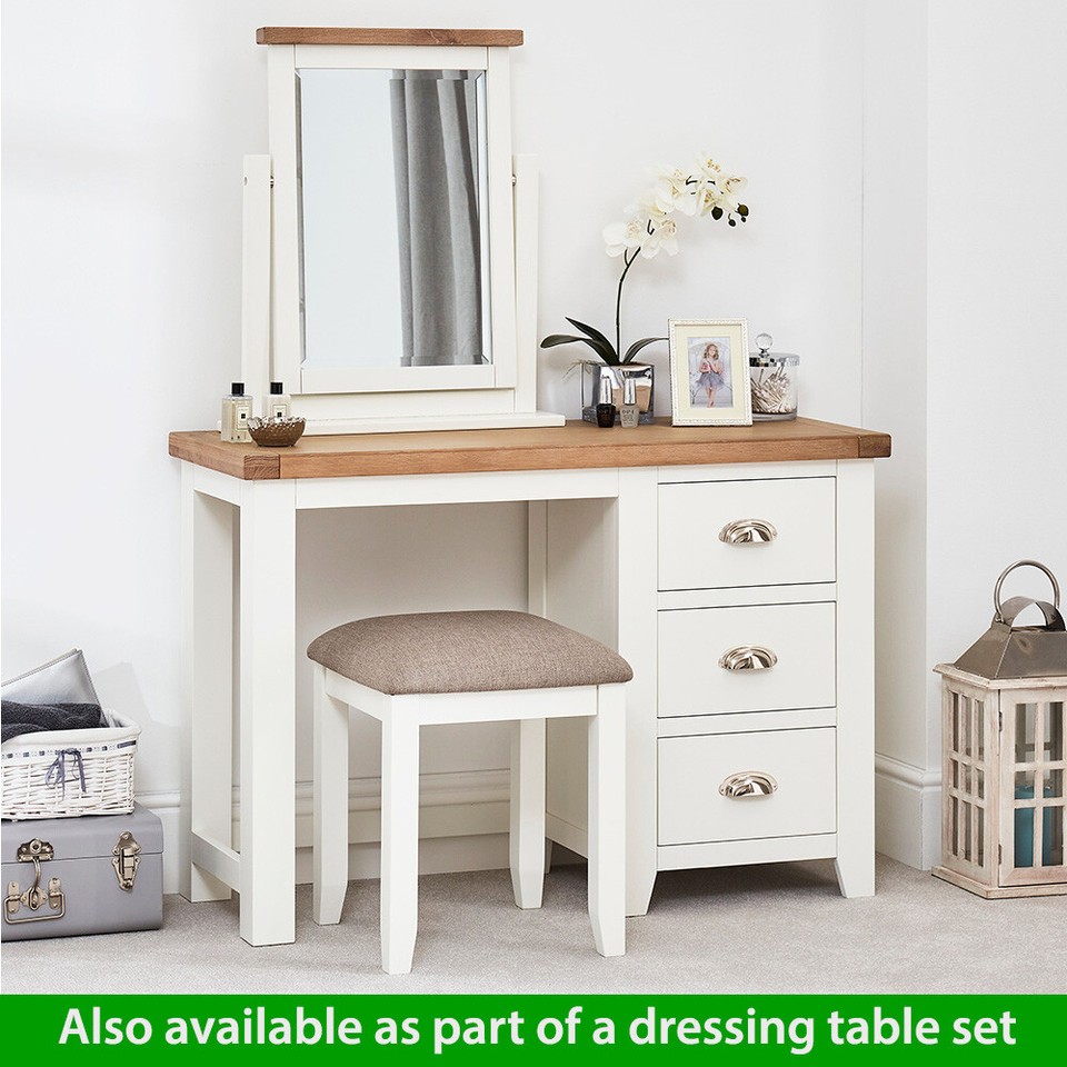 Cheshire White Pedestal Dressing Table Set with Stool - 3 Drawers ...