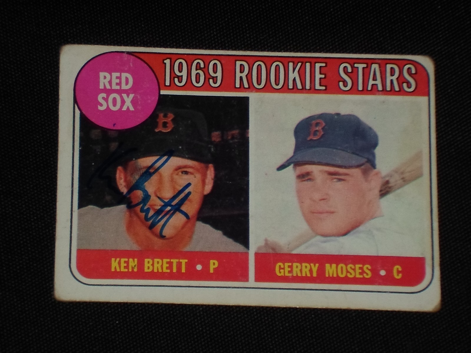 KEN BRETT 1969 TOPPS ROOKIE SIGNED AUTOGRAPHED CARD #476 BOSTON RED SOX ...