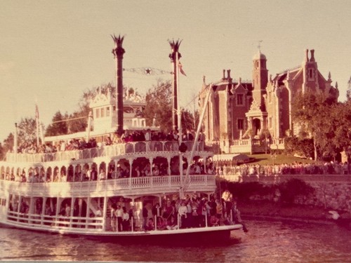 2W Photograph Disneyland Riverboat Haunted Mansion Background 1970's | eBay